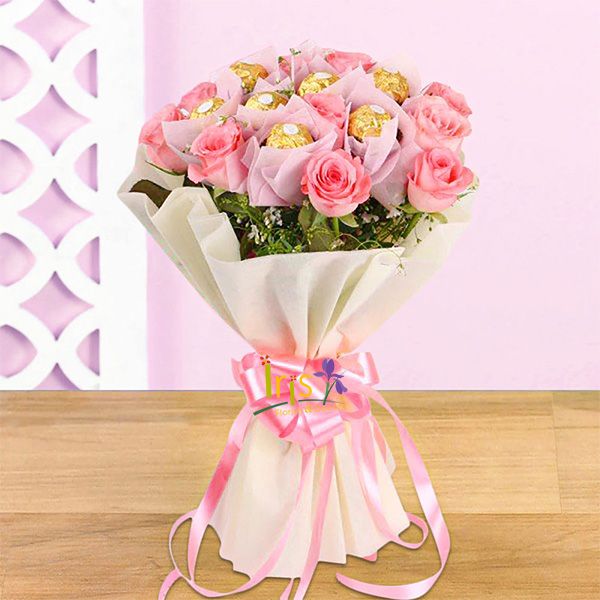 Pink Ferrero For Birthday & Anniversary - Iris Florists mangalore ...